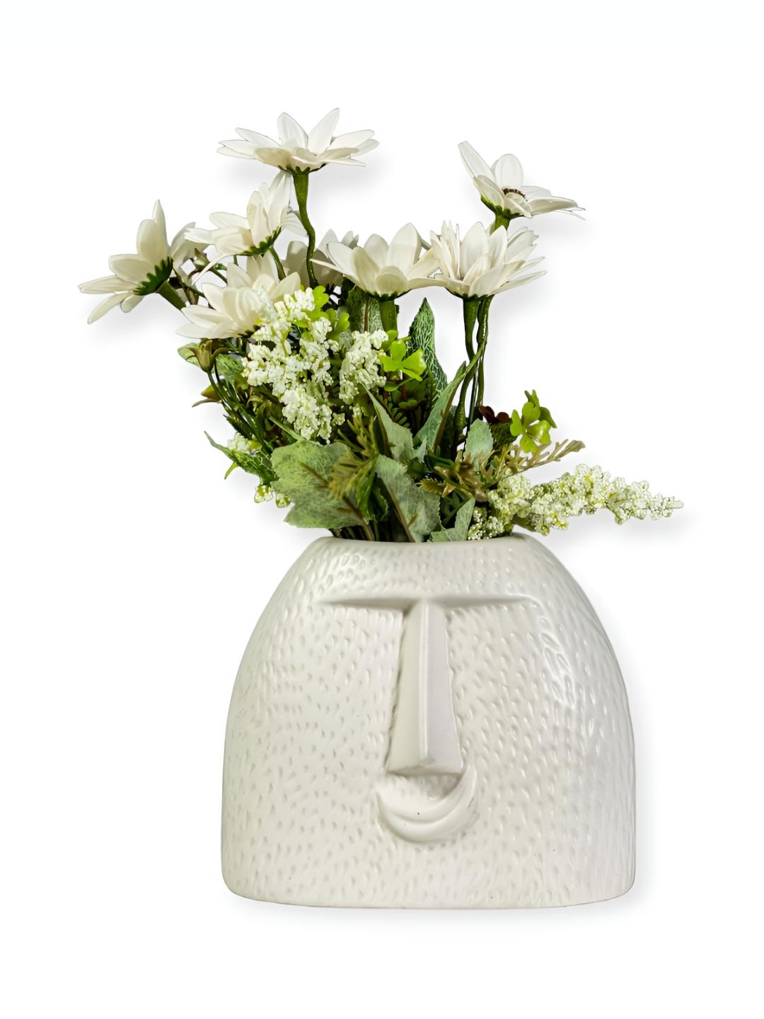 Buy Crazy Sutra White Face Shaped Textured Ceramic Flower Vase - Vases ...
