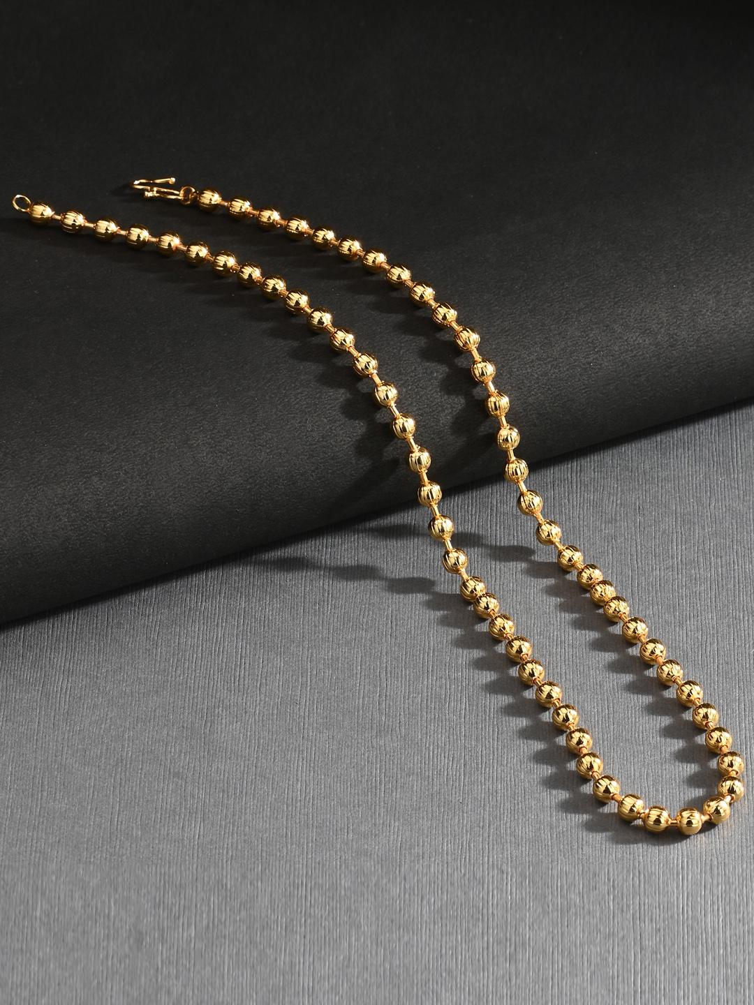 Buy AanyaCentric Gold Plated Chain With Set Of 2 Silver Plated Anklets ...