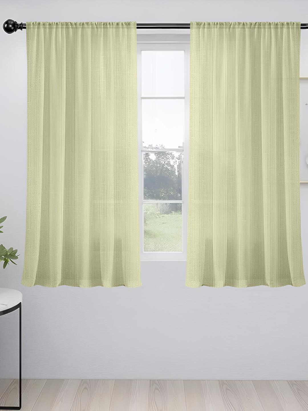 Buy Cortina Cream Coloured 2 Pieces Sheer Eyelet Linen Window Curtain ...
