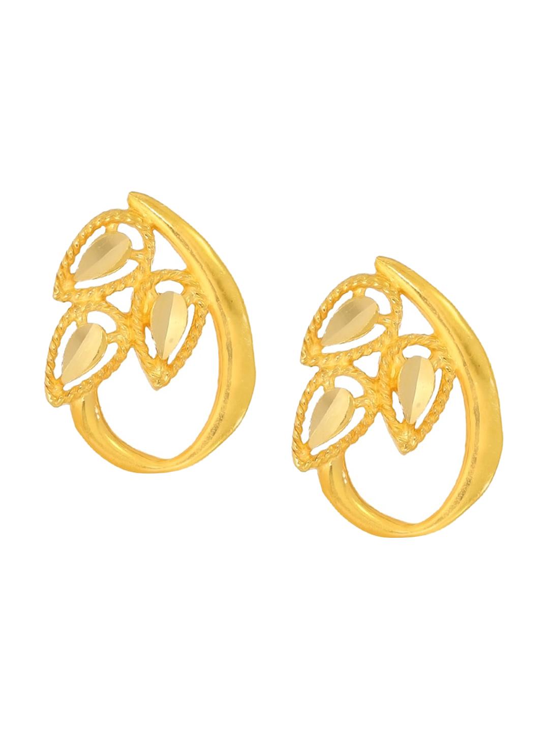 Buy BHIMA Jewels 22K Hallmark 916 Purity Yellow Gold Molding Leef Studs ...