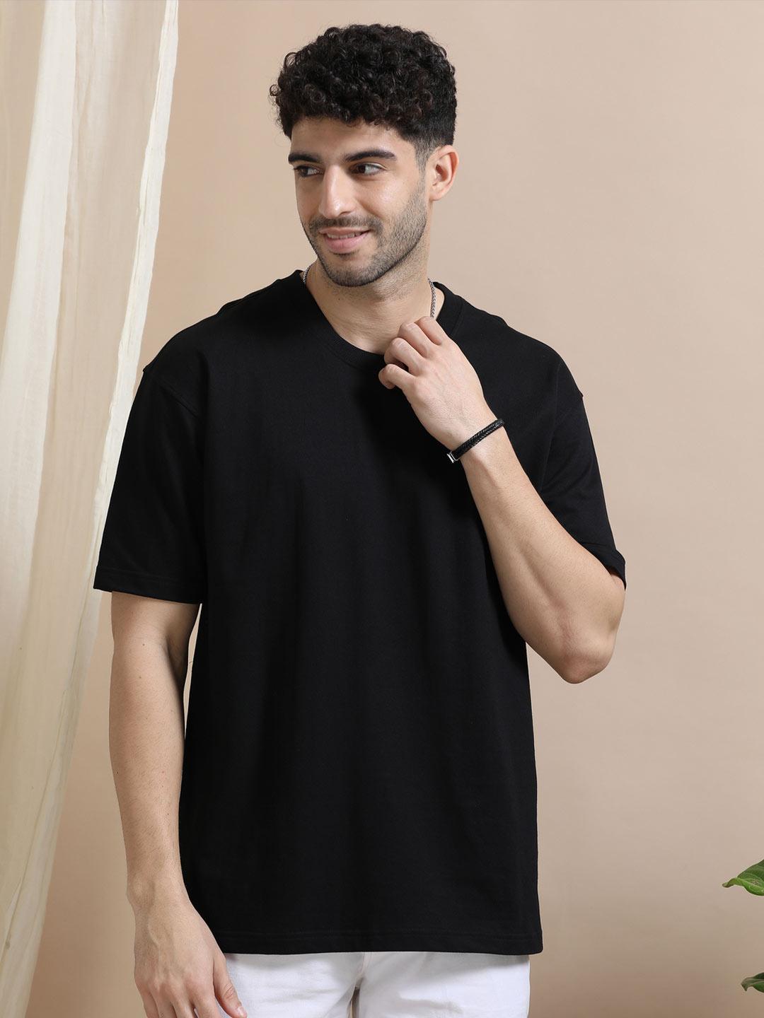 Buy Dogi Verg Round Neck Drop Shoulder Sleeves Cotton Oversized T Shirt ...