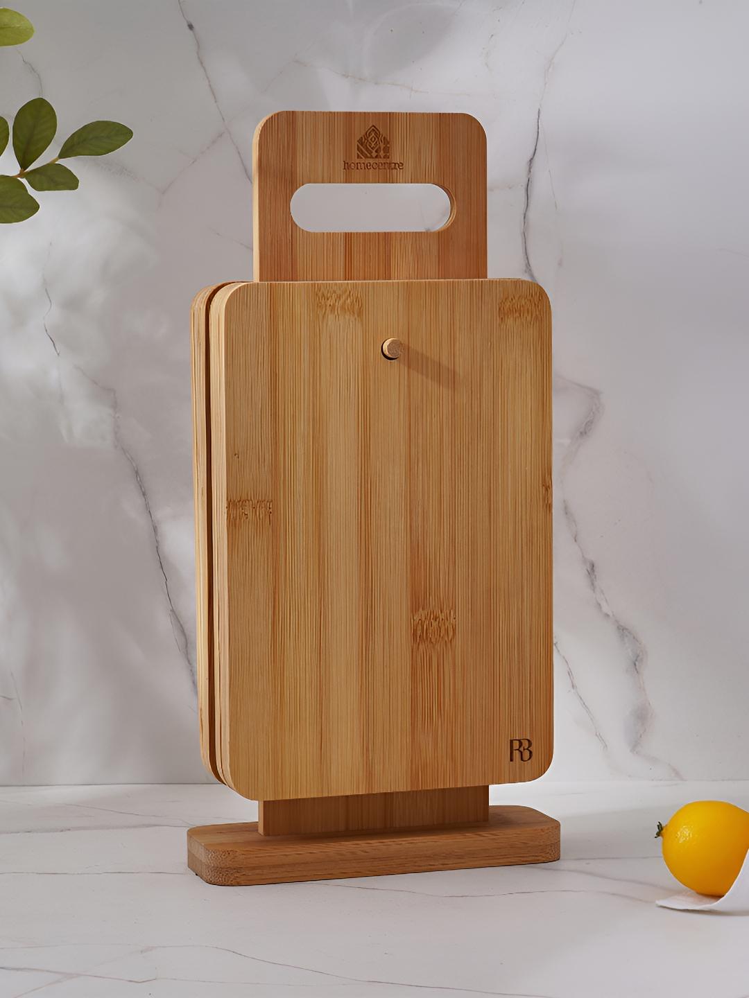 Buy Home Centre Brown 7 Pieces Wooden Chopping Board Set - Chopping ...