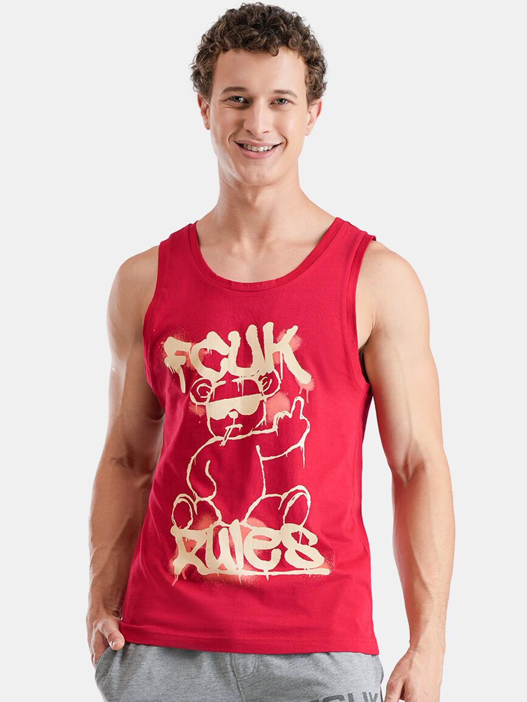 Buy FCUK Printed Cotton Innerwear Vest DAL 01 HT RD - Innerwear Vests ...