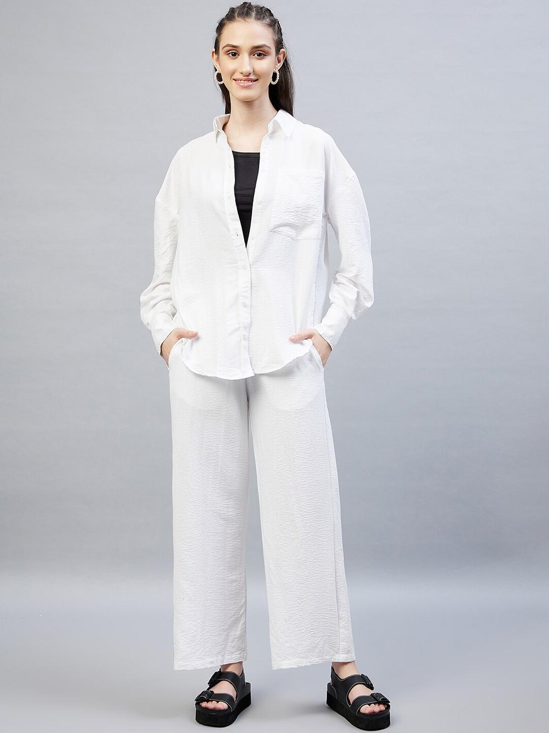 Buy DELAN Pure Cotton Shirt & Flared Trouser Co Ords - Co Ords for ...