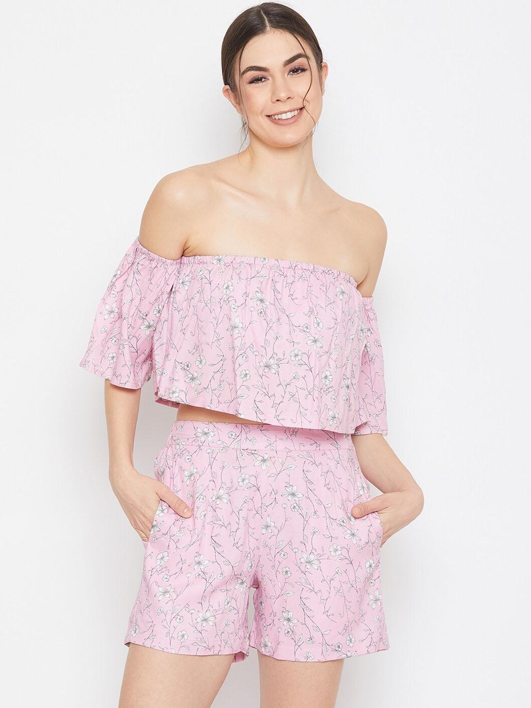 Buy DELAN Printed Pure Cotton Top With Shorts Co Ords - Co Ords for ...