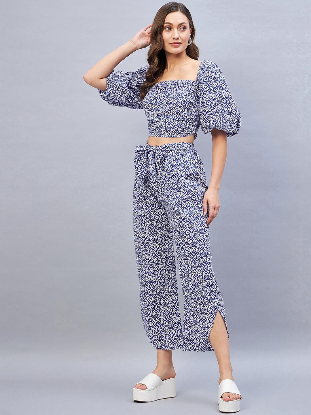 Buy DELAN Printed Pure Cotton Top With Trouser Co Ords - Co Ords for ...