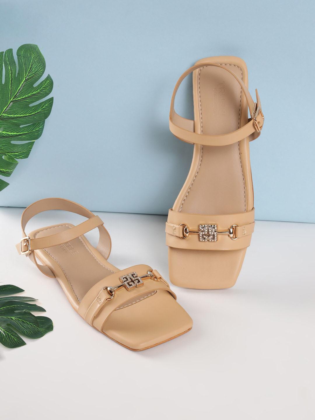 Buy Truffle Collection Buckle Detailed Open Toe Flats - Flats for Women ...