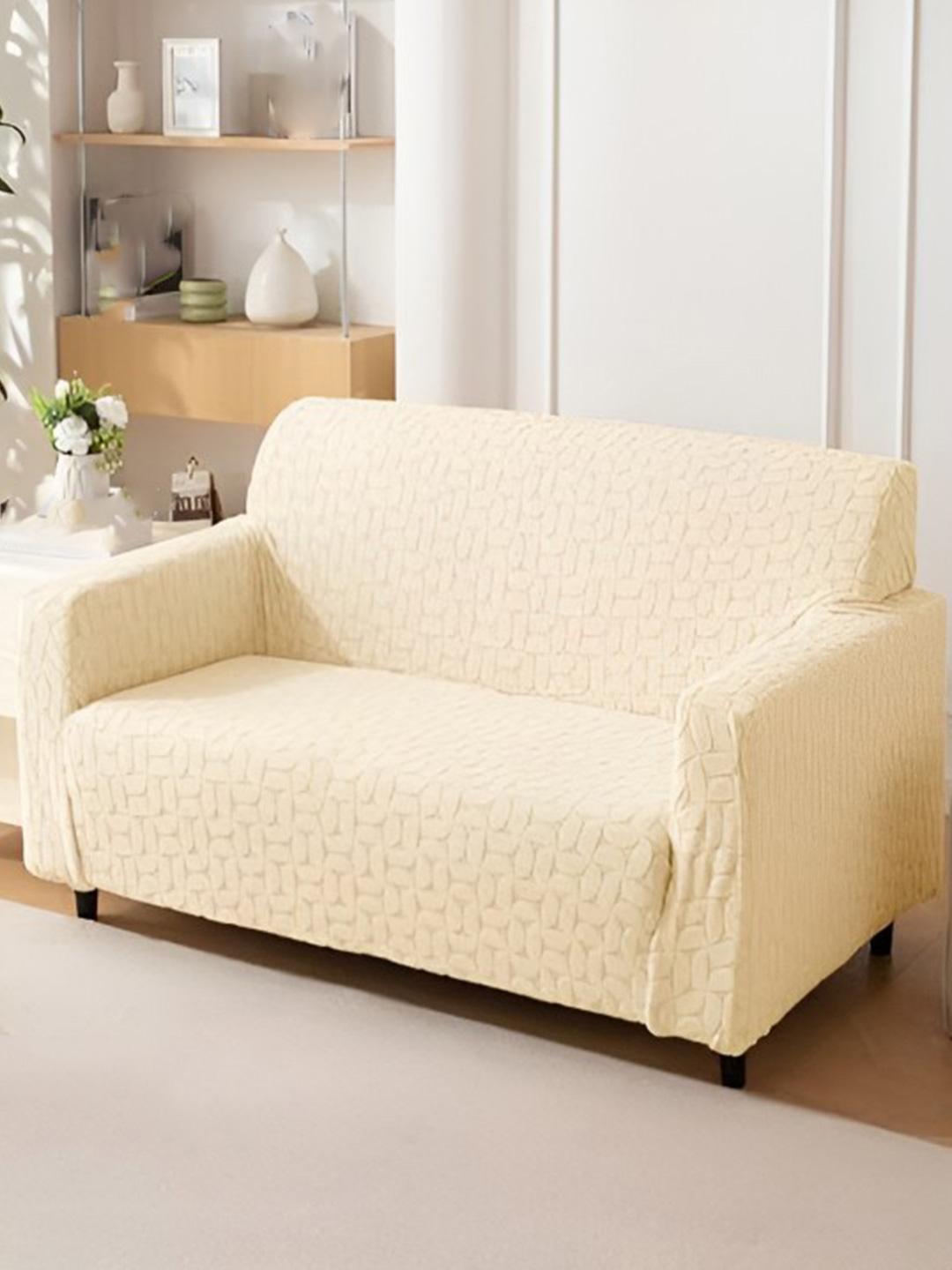Buy HOUSE OF QUIRK Jacquard 1 Piece Triple Seater Sofa Cover With Arms ...