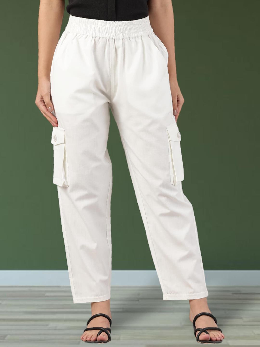 Buy FITHUB Women Straight Fit High Rise Cargos Trousers - Trousers for ...