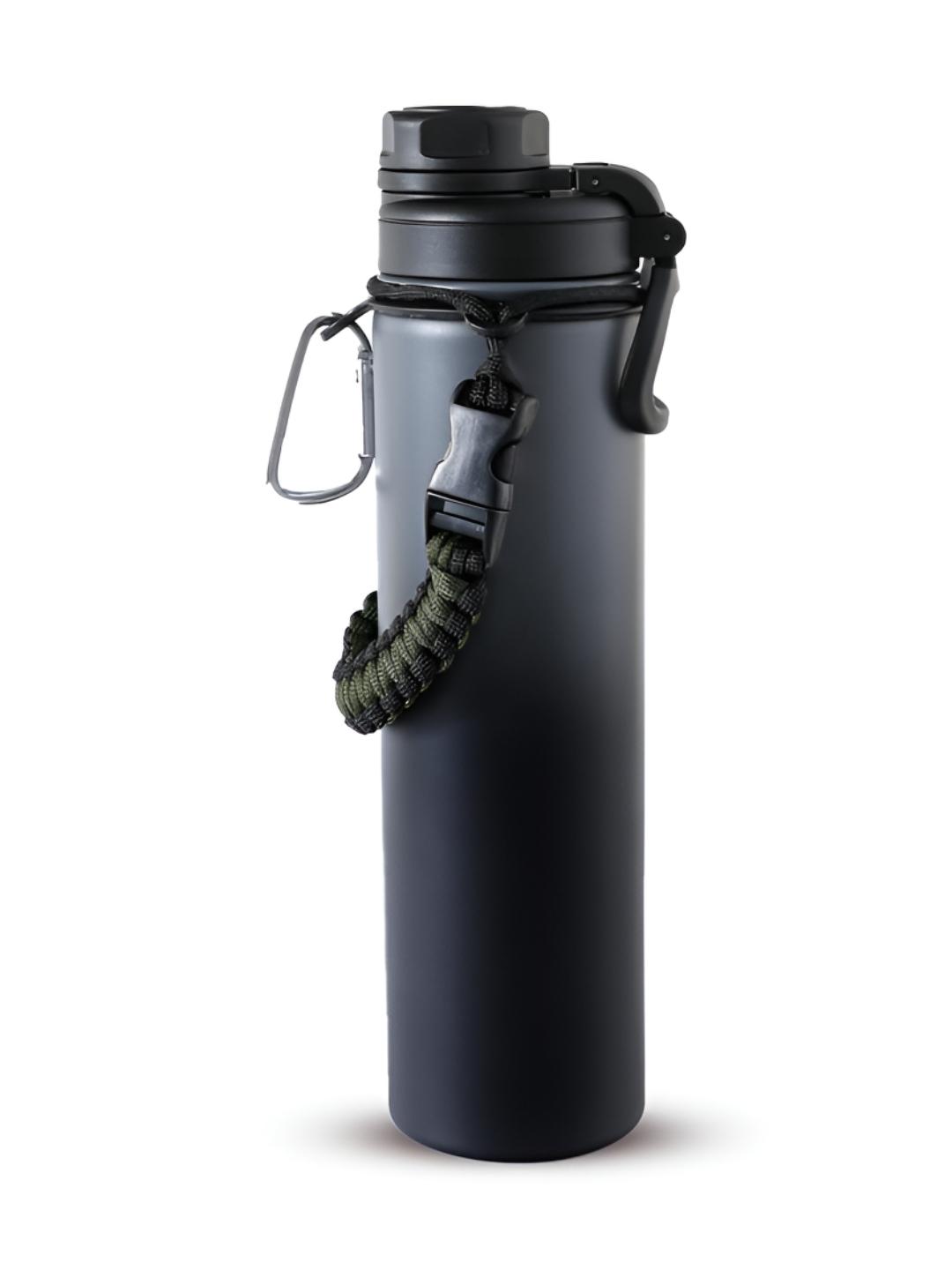 Buy UMAI Black Colourblocked Stainless Steel Carrying Loop Water Bottle ...