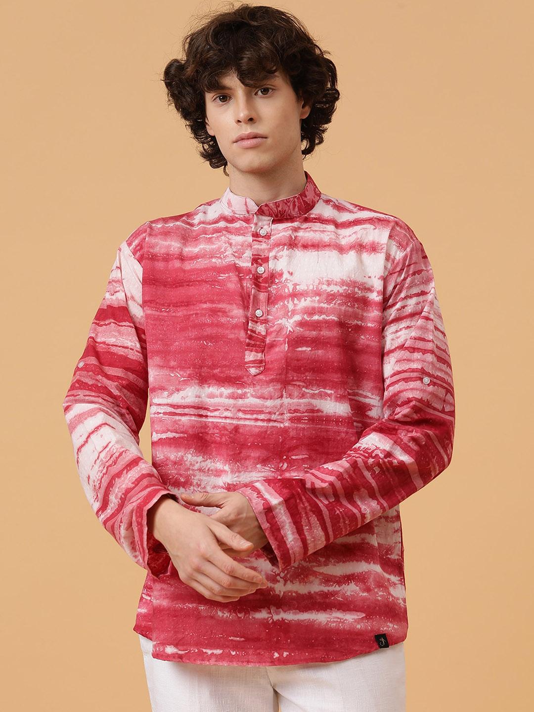 Buy JAVINISHKA Men Dyed Flared Sleeves Pastels Dobby Kurta - Kurtas for ...
