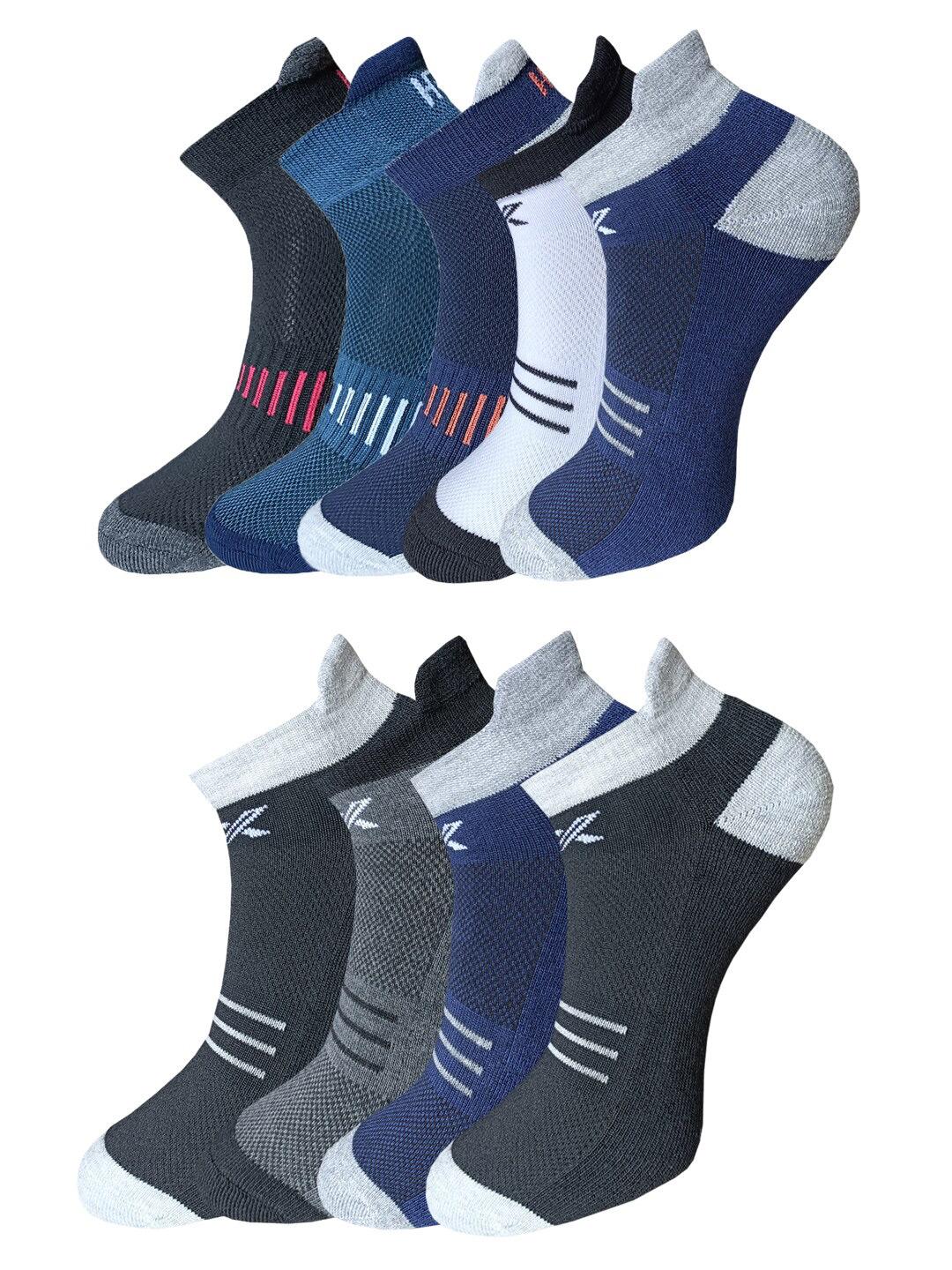 Buy HRX By Hrithik Roshan Men Pack Of 9 Patterned Ankle Length Socks ...