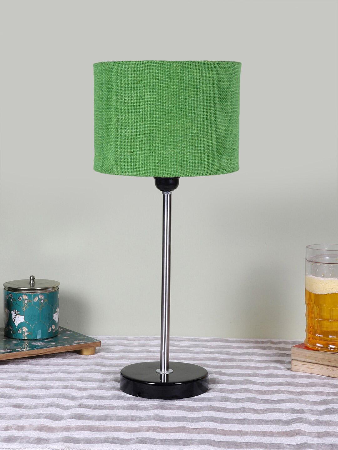 Buy Devansh Green Textured Jute Cylindrical Table Lamp - Table Lamps ...