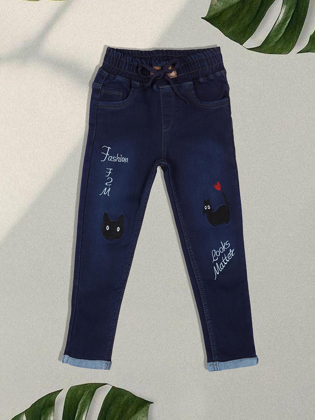 Buy A Okay Kids Skinny Fit Mid Rise Applique Clean Look Cotton Denim ...