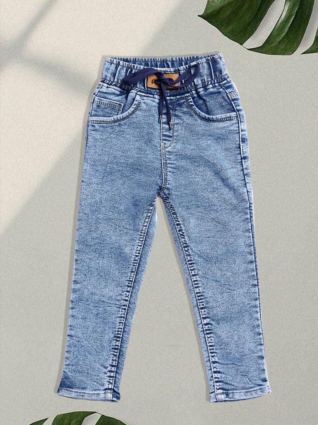 Buy A Okay Kids High Rise Light Fade Clean Look Cotton Denim Jogger ...