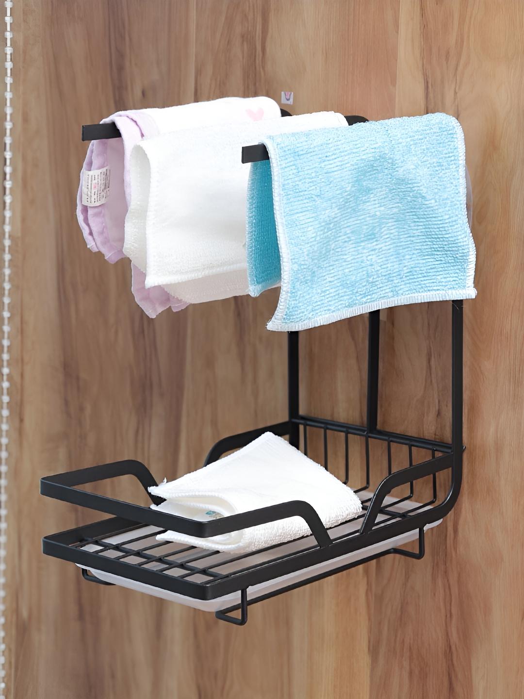 Buy UMAI Black Three Bar Metal Kitchen Rag Wall Rack - Racks And ...