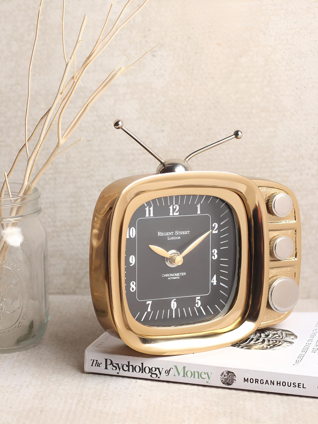 Buy Decor De Maison Gold Toned Contemporary Square Shaped Table Clock ...