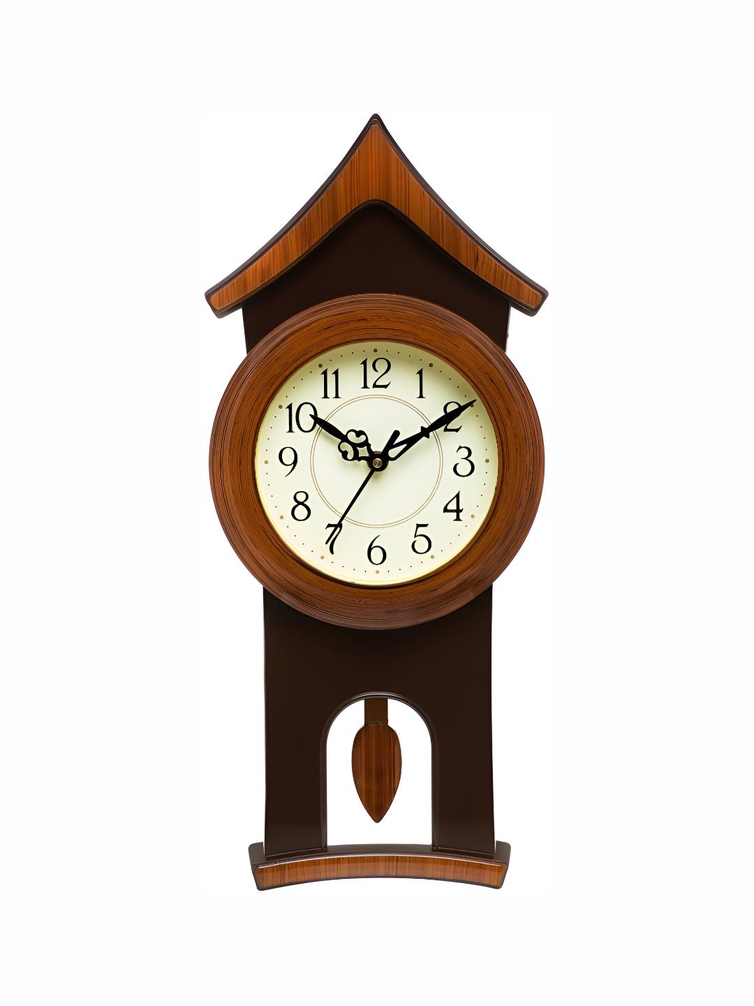 Buy Attractionz Brown & White Textured Analogue Wall Clock - Clocks for ...
