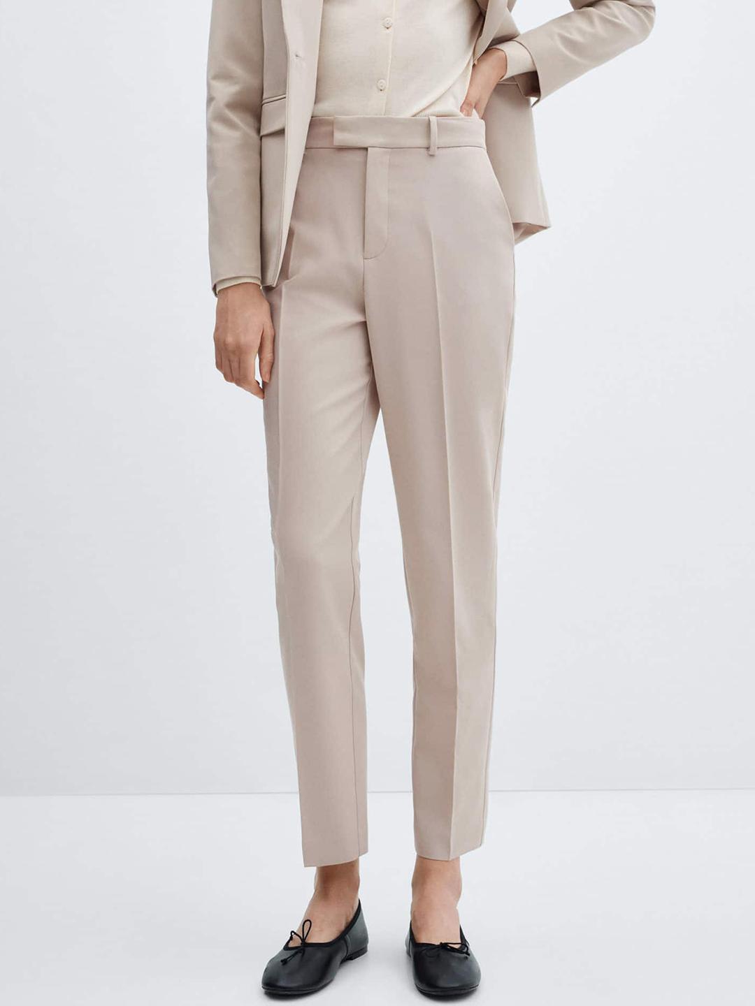 Buy MANGO Women Straight Fit Formal Trousers - Trousers for Women ...
