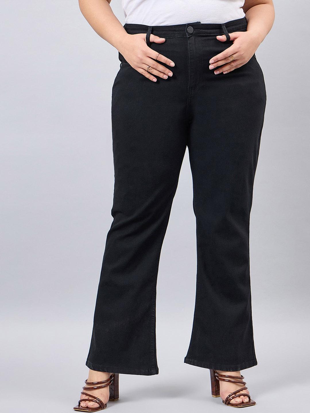 Buy Style Quotient Women Plus Size Black Boot Cut High Rise Stretchable ...