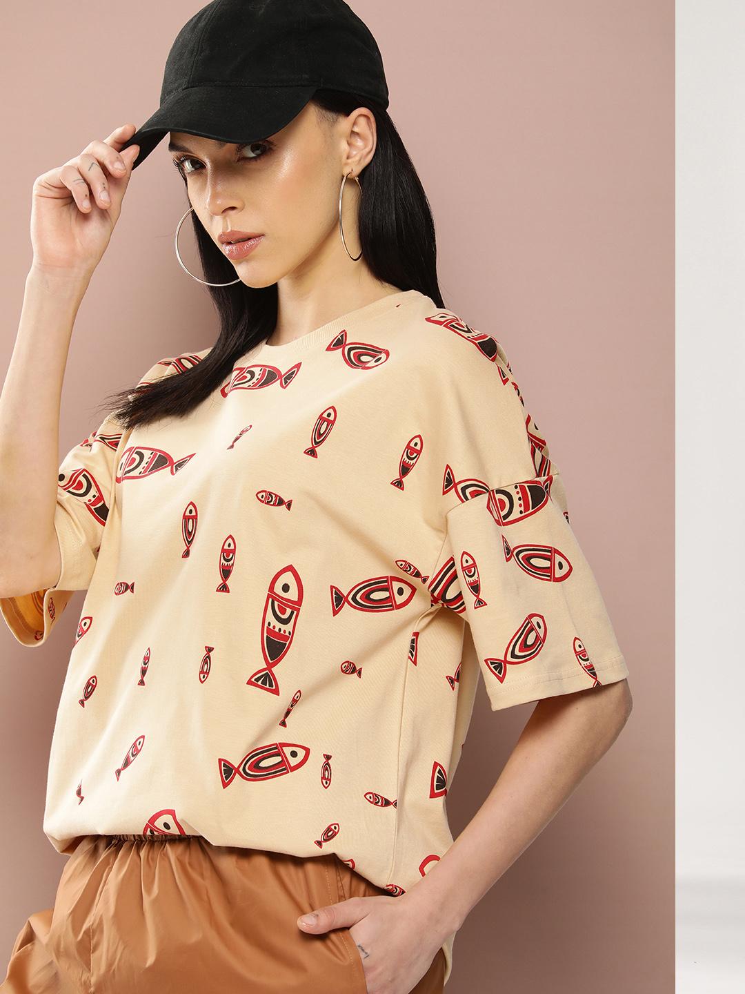 Buy Stormborn Women Graphic Printed Drop Shoulder Sleeves T Shirt ...