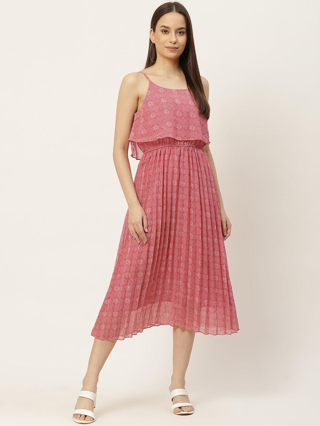 Buy Slenor Checked Georgette Fit & Flare Midi Dress - Dresses for Women ...