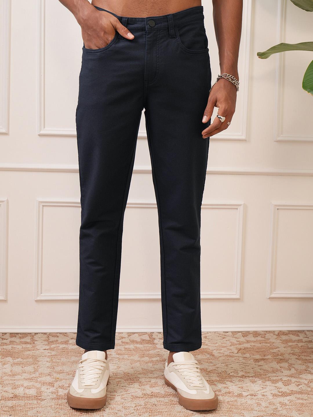 Buy LOCOMOTIVE Men Premium Mid Rise Taperd Fit Ankel Lenth Trouser ...