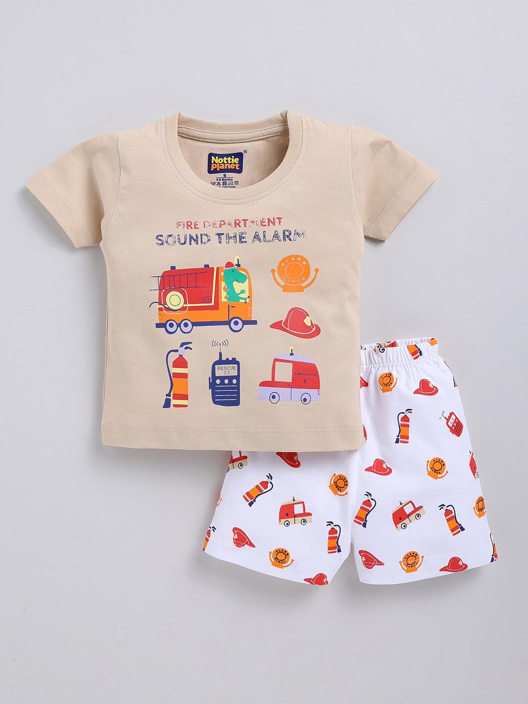 Buy Nottie Planet Boys Printed Pure Cotton T Shirt With Shorts ...