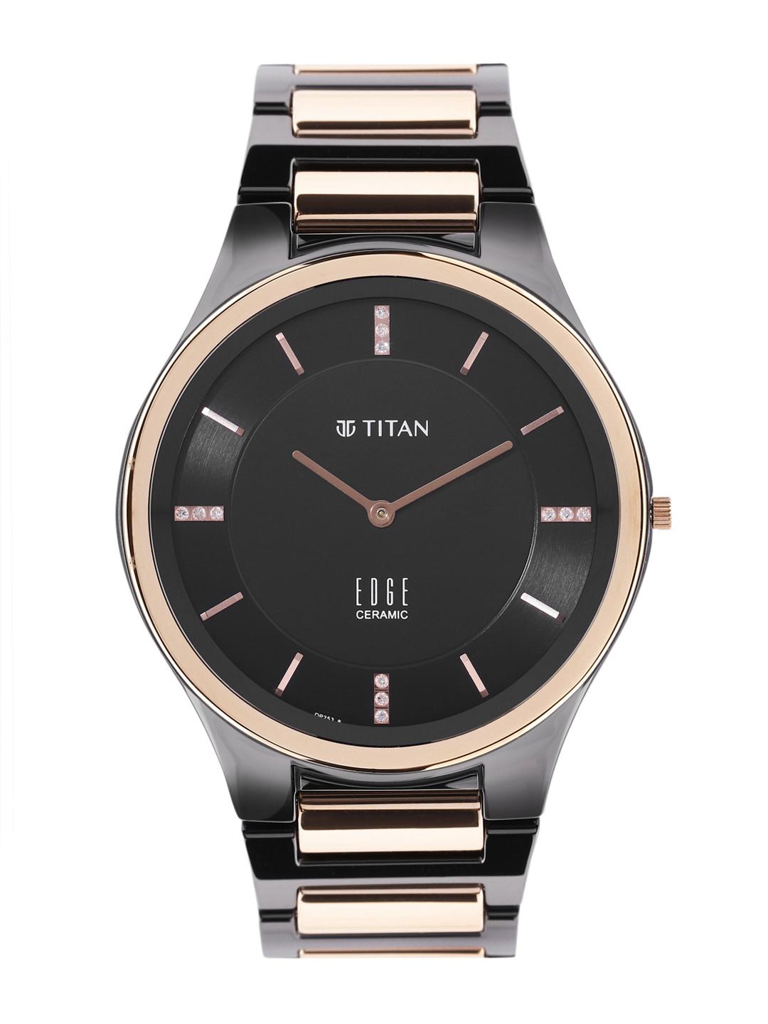 Buy Titan Edge Ceramic Dress Diamonds Quartz Analog Black Dial Watch ...