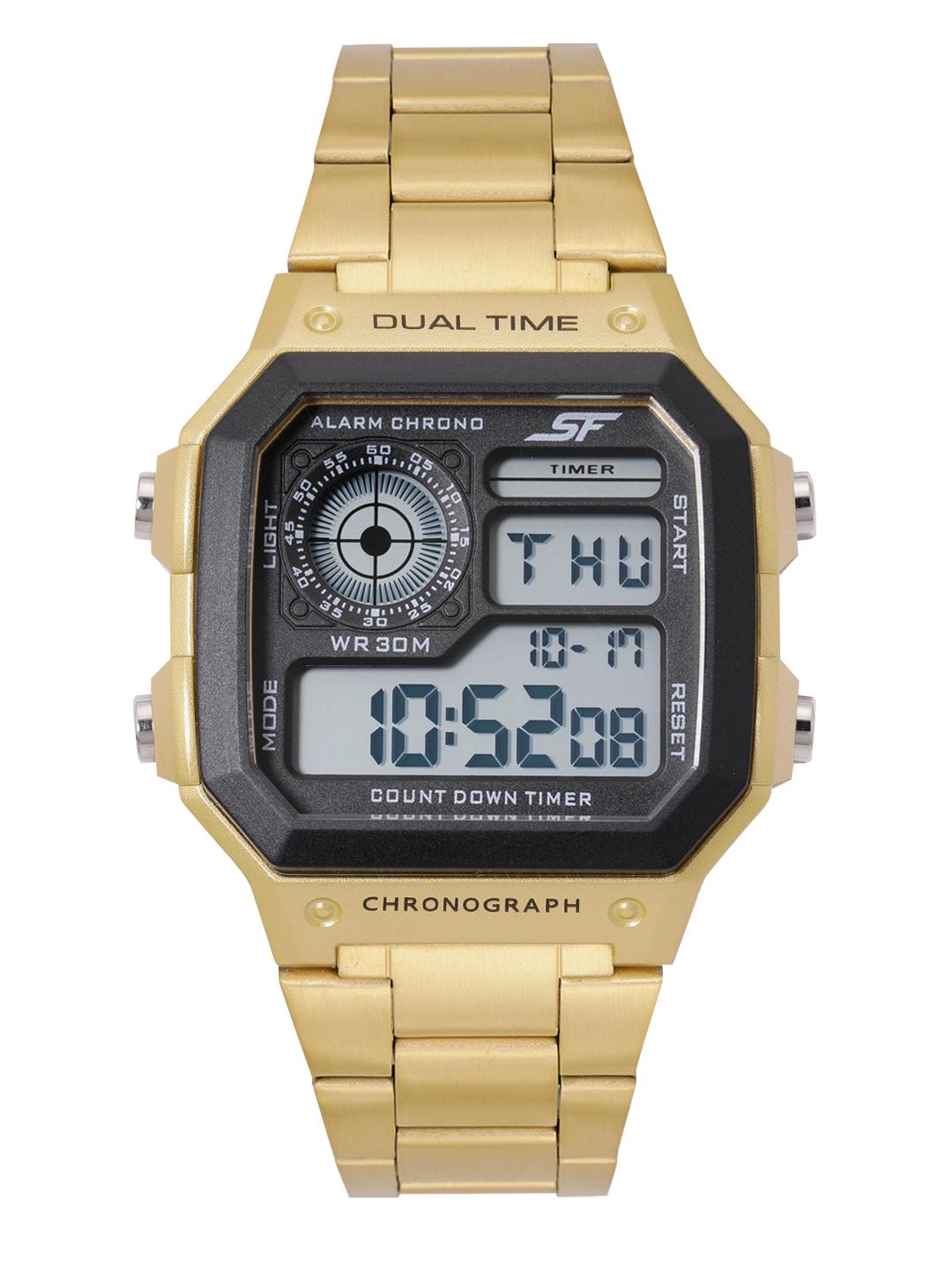 Buy Sf Hexa Metal Digital With Golden Strap Unisex Watch Nt77134pm03w ...