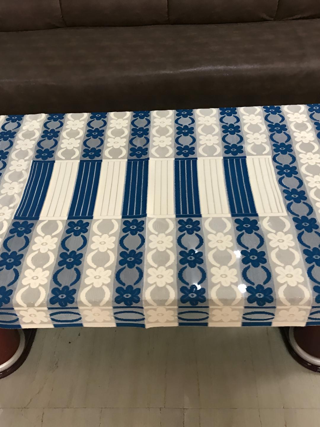 Buy BIGGER FISH Blue & White Floral Cotton 4 Seater Table Cover - Table ...