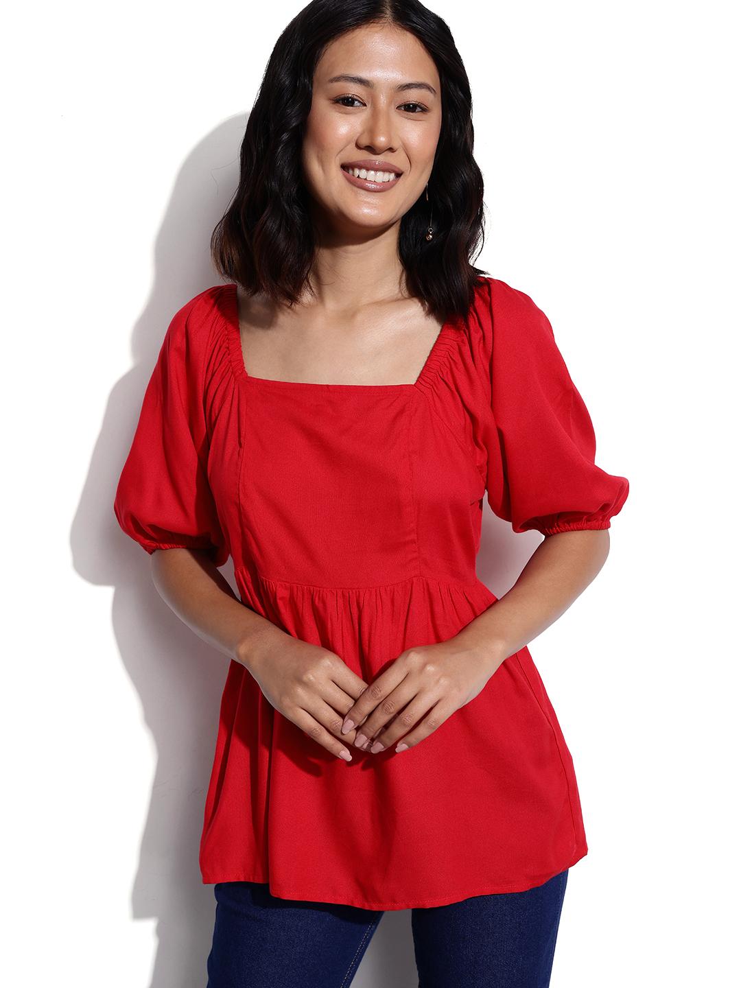 Buy DressBerry Puff Sleeves A Line Top - Tops for Women 28191314 | Myntra