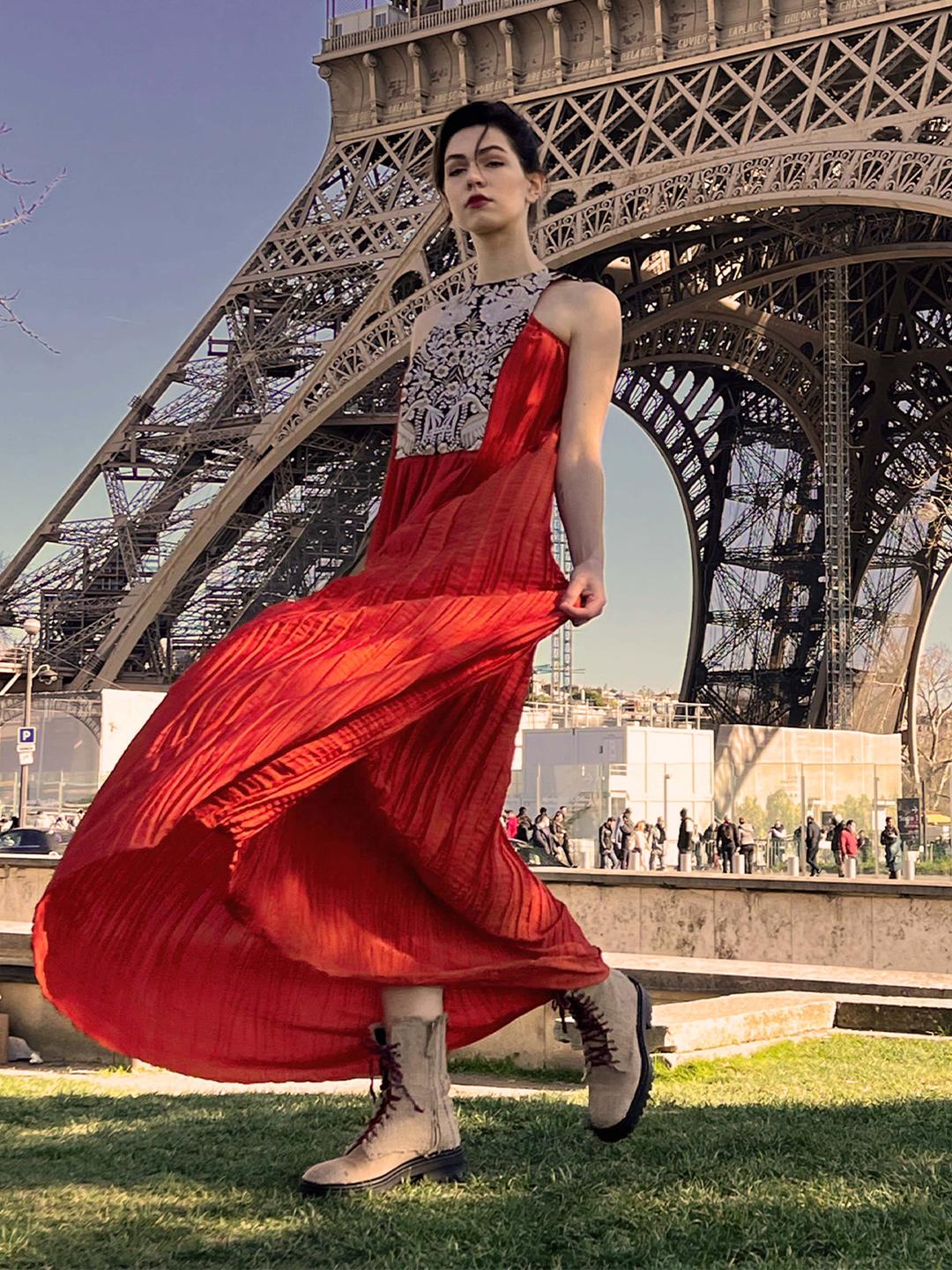 Buy Dash And Dot Floral Yoke Printed Crushed Gara Maxi Dress - Dresses ...