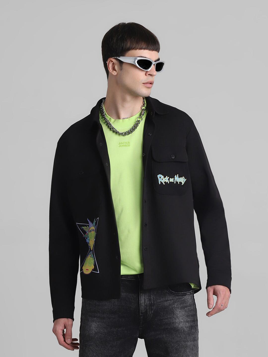 Buy Jack & Jones Rick & Morty Printed Long Sleeves Pure Cotton Shacket ...