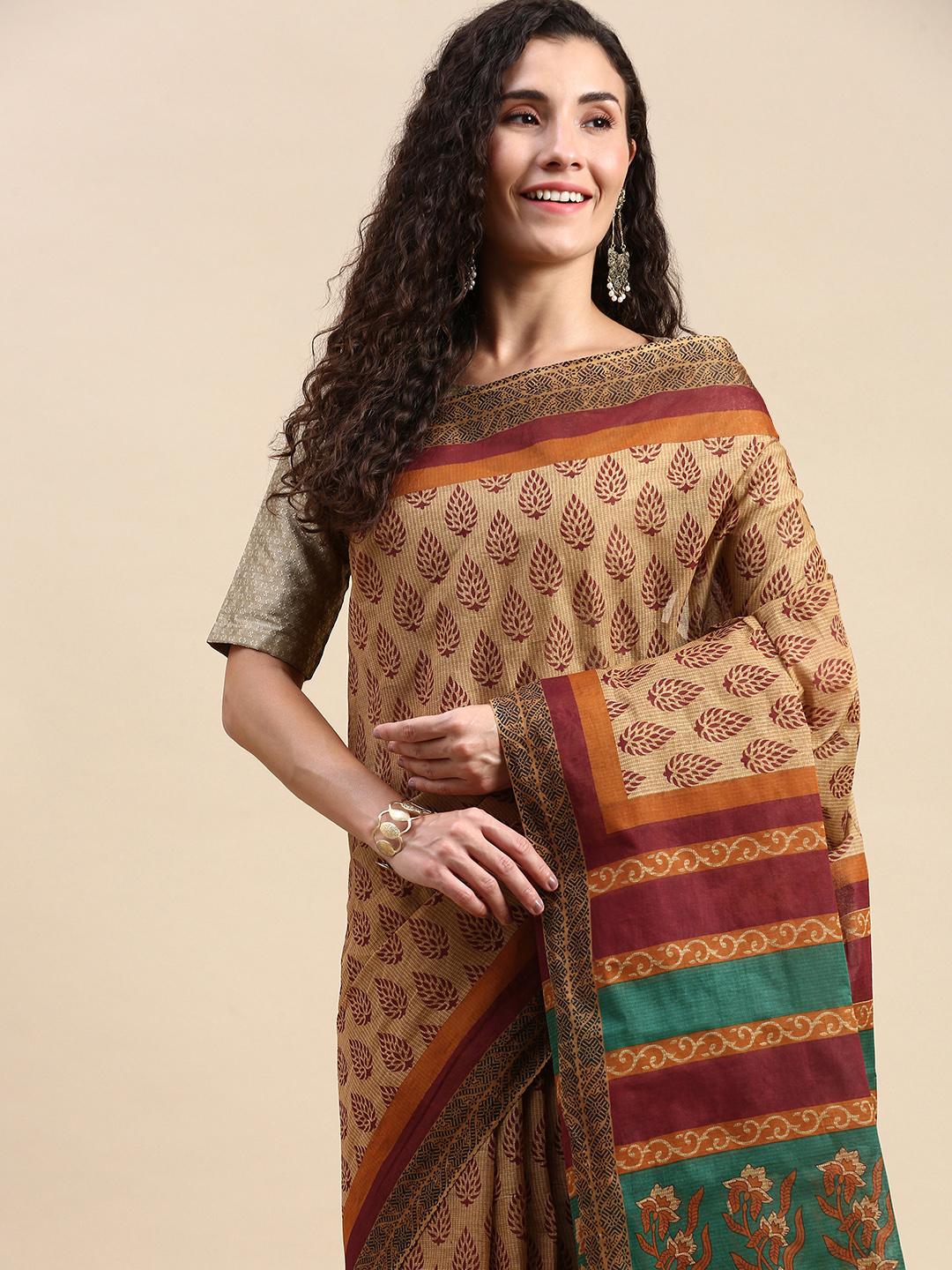 Buy SHANVIKA Ethnic Motifs Pure Cotton Saree - Sarees for Women ...