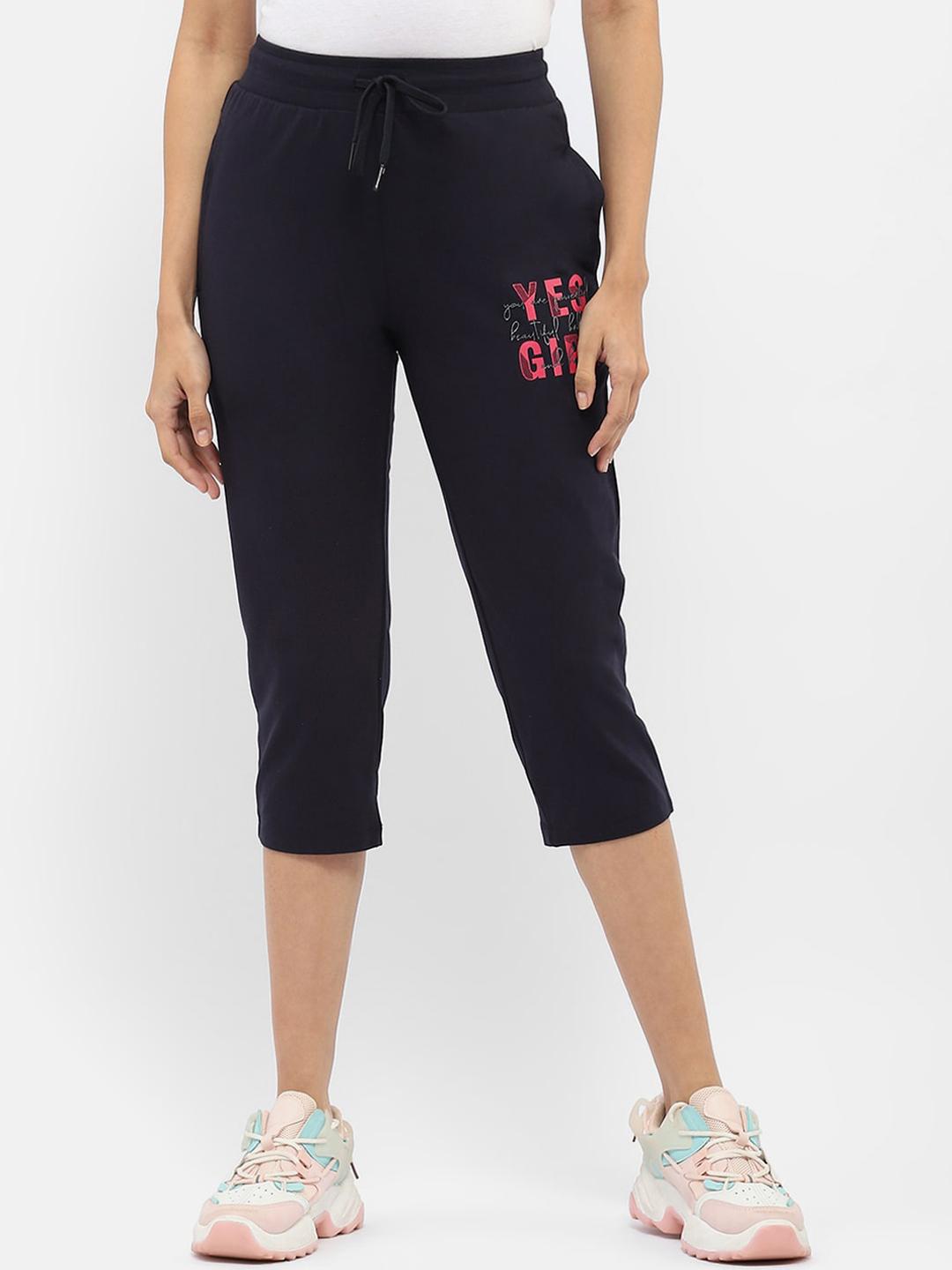 Buy MADAME M SECRET Women Typography Printed Three Fourth Length Track ...