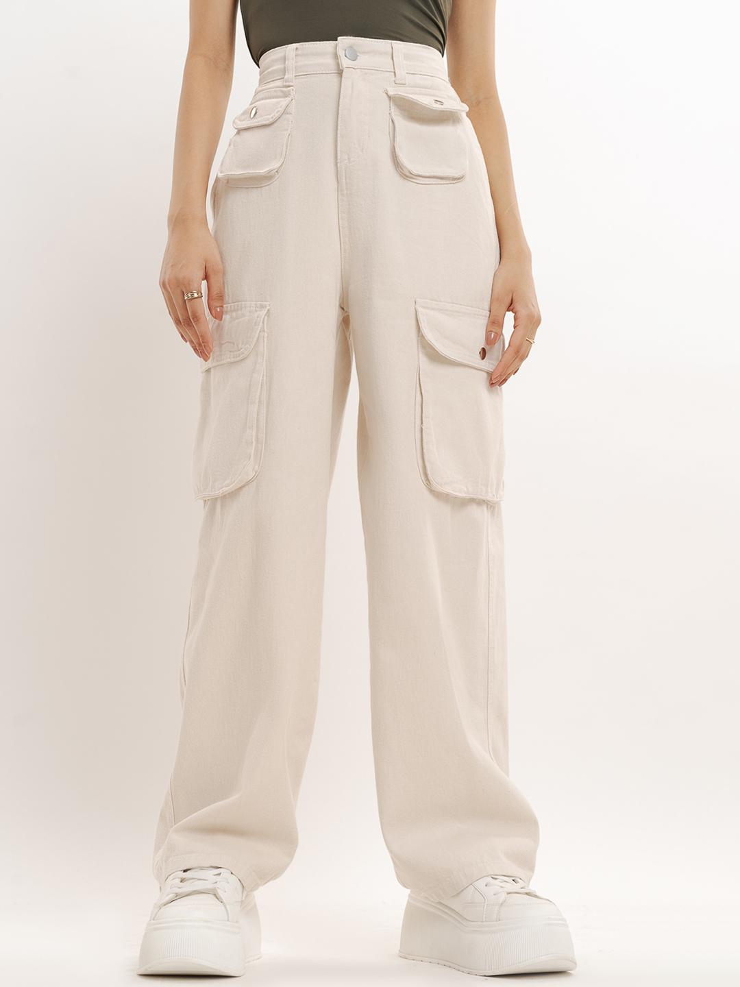Buy FREAKINS Women High Rise Cargos Trousers - Trousers for Women ...
