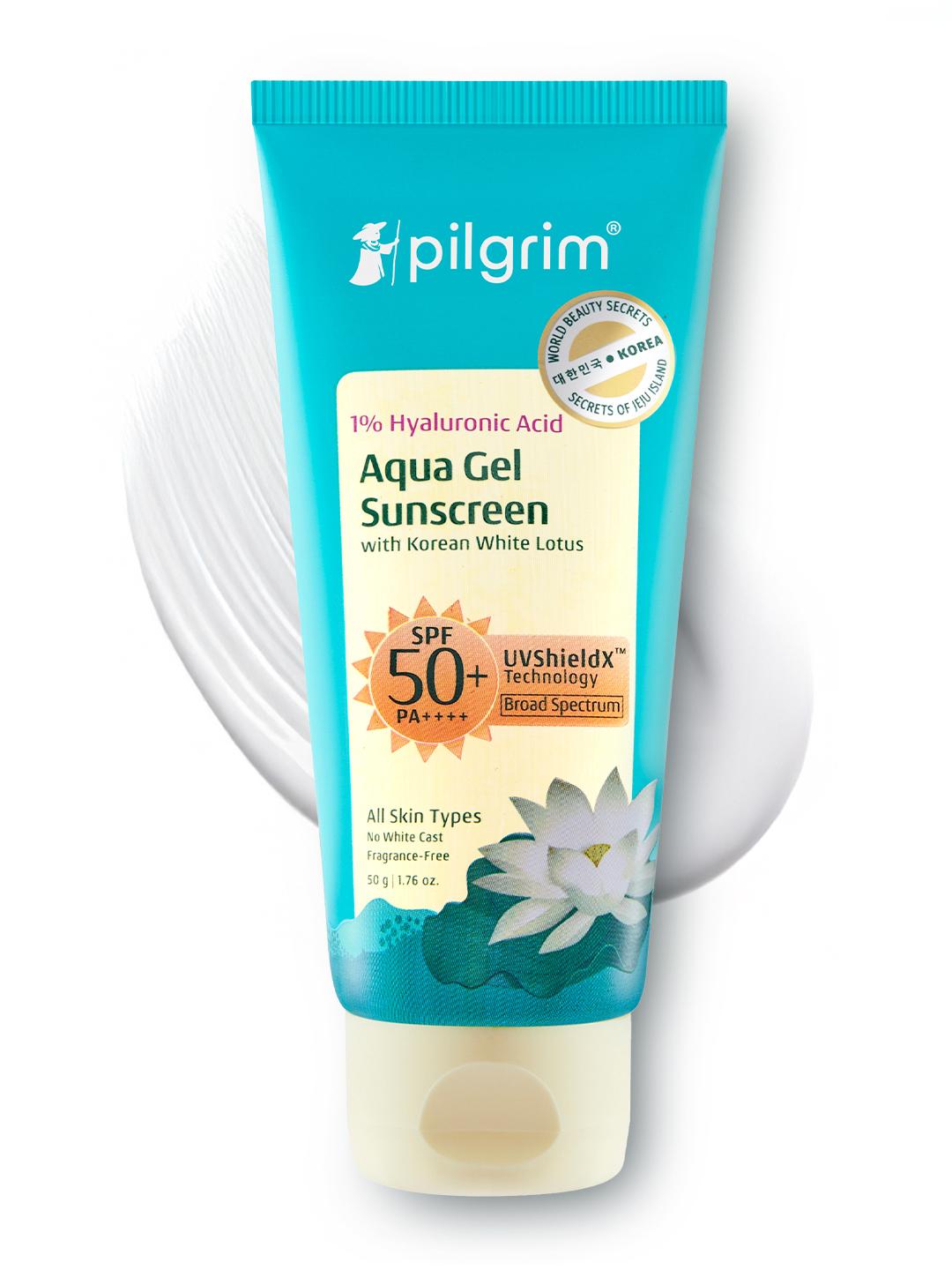 Buy Pilgrim 1% Hyaluronic Acid SPF50 PA+++ Sunscreen Gel With Korean ...