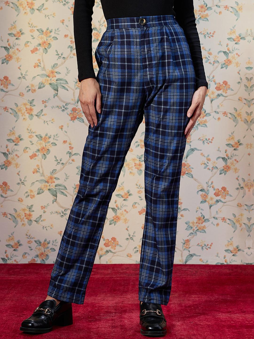 Buy Virgio Women Cotton Full Length Checks Trouser - Trousers for Women ...