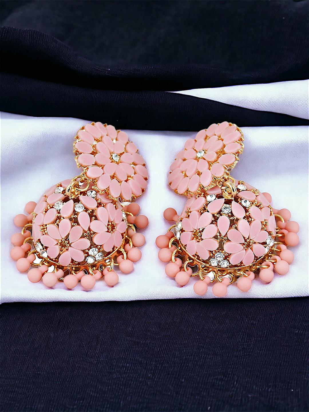 Buy LUCKY JEWELLERY Gold Plated Artificial Beads Beaded Jhumkas ...