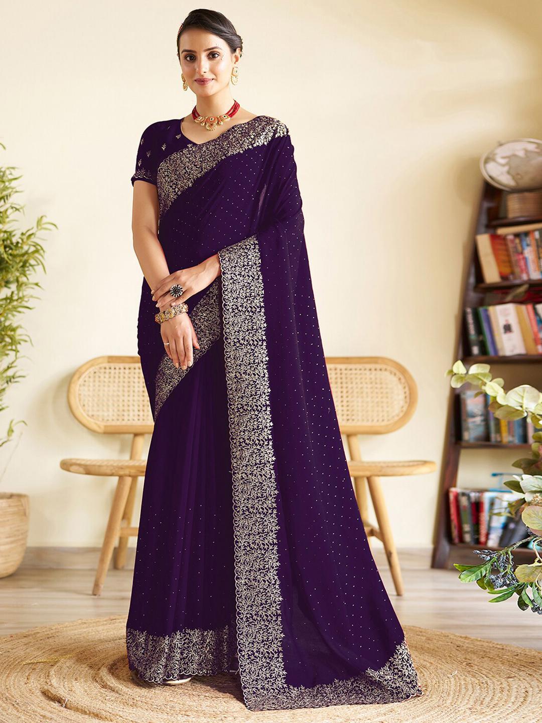 Buy Satrani Embellished Beads And Stones Saree - Sarees for Women ...