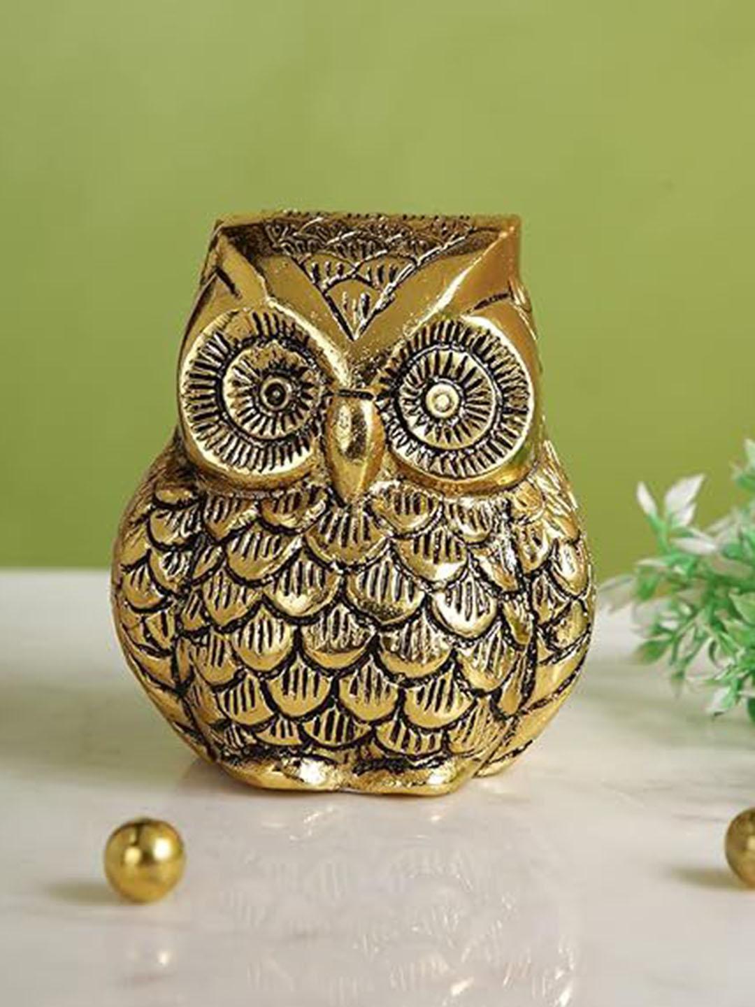 Buy CraftVatika Owl Ative Gold Metal Metallic Living Room Hand Crafted ...