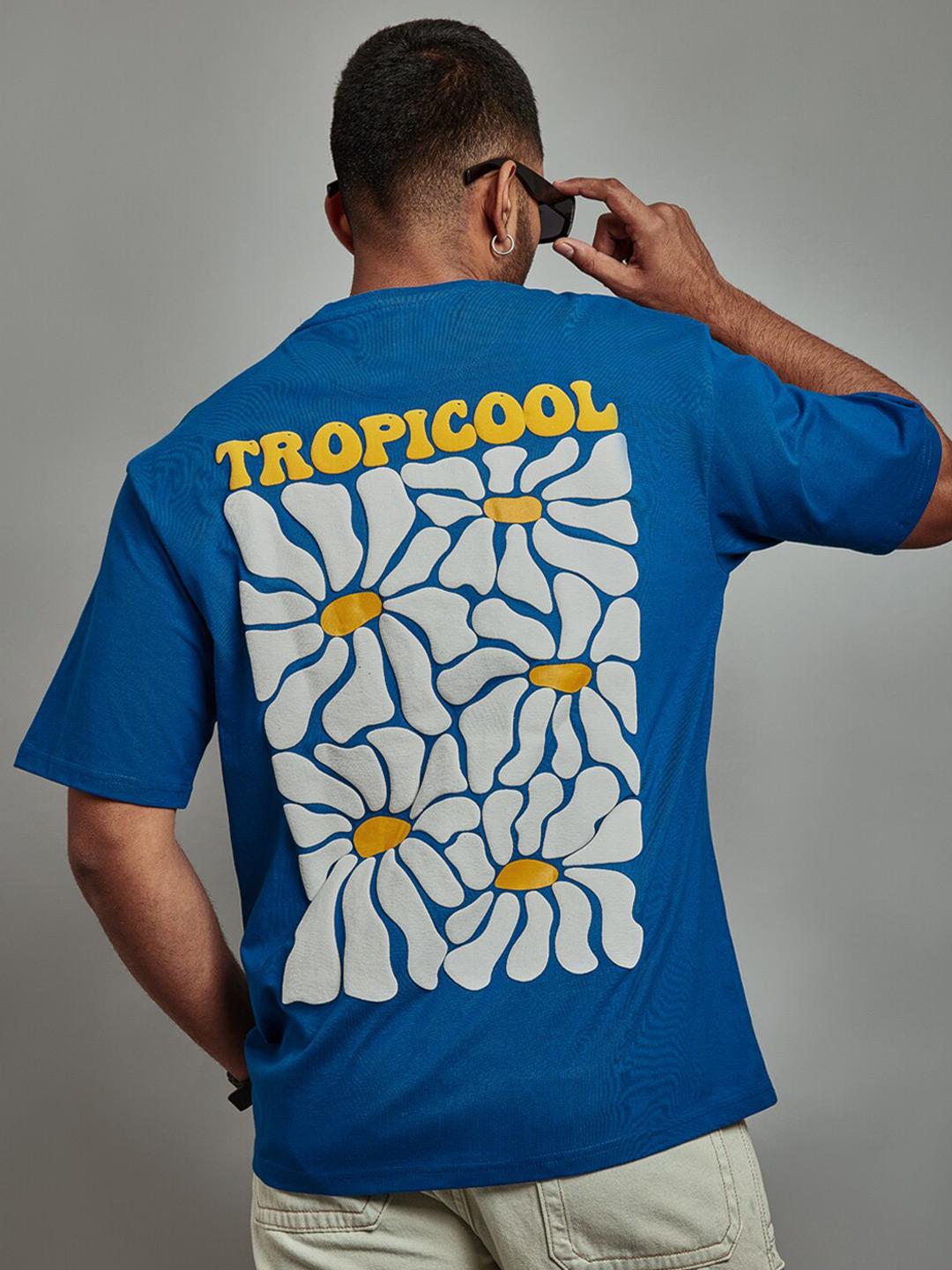 Buy Powerlook Round Neck Short Sleeves Tropicool Printed Cotton ...