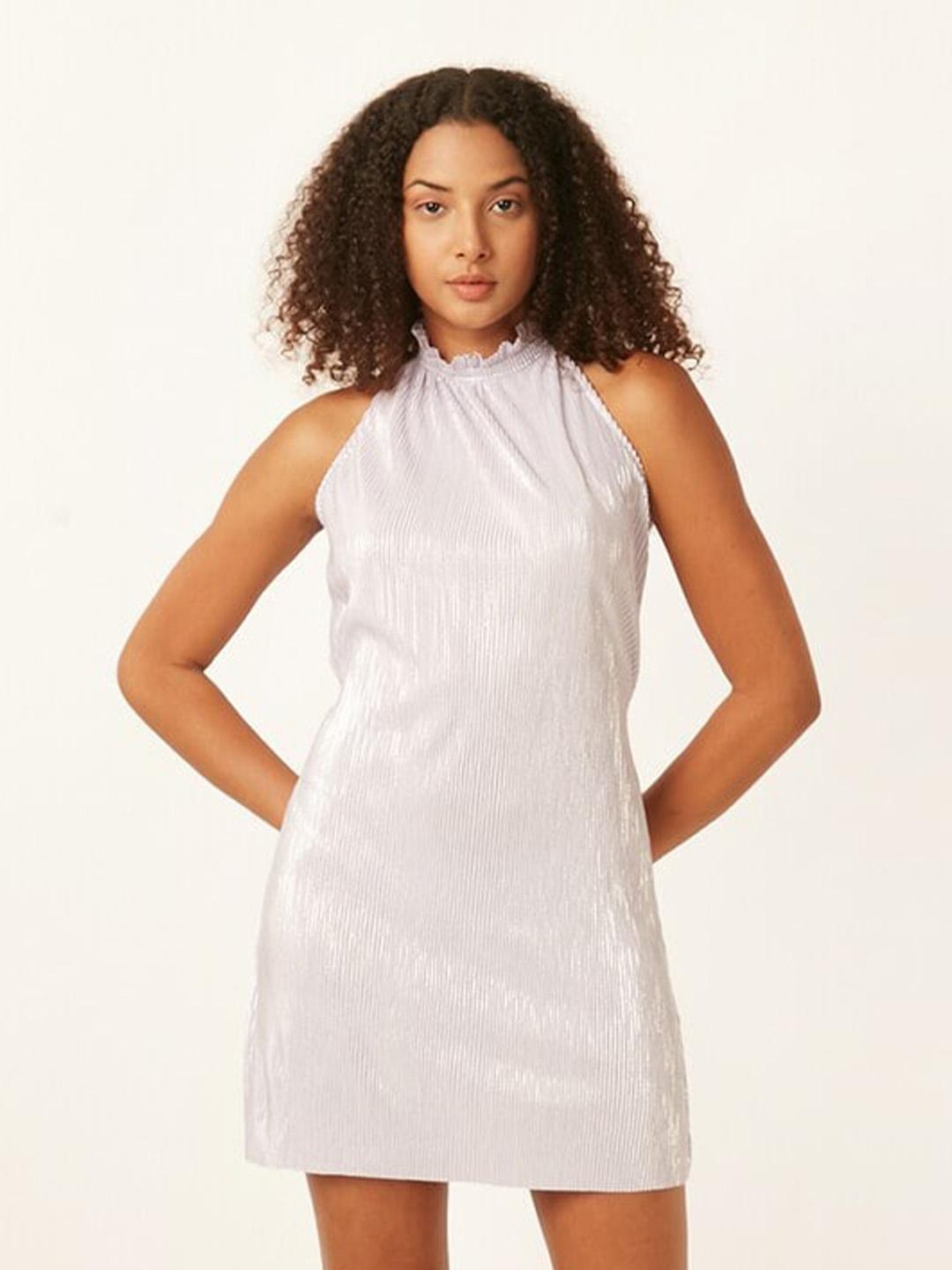 Buy FOREVER 21 High Neck Self Design A Line Dress - Dresses for Women ...