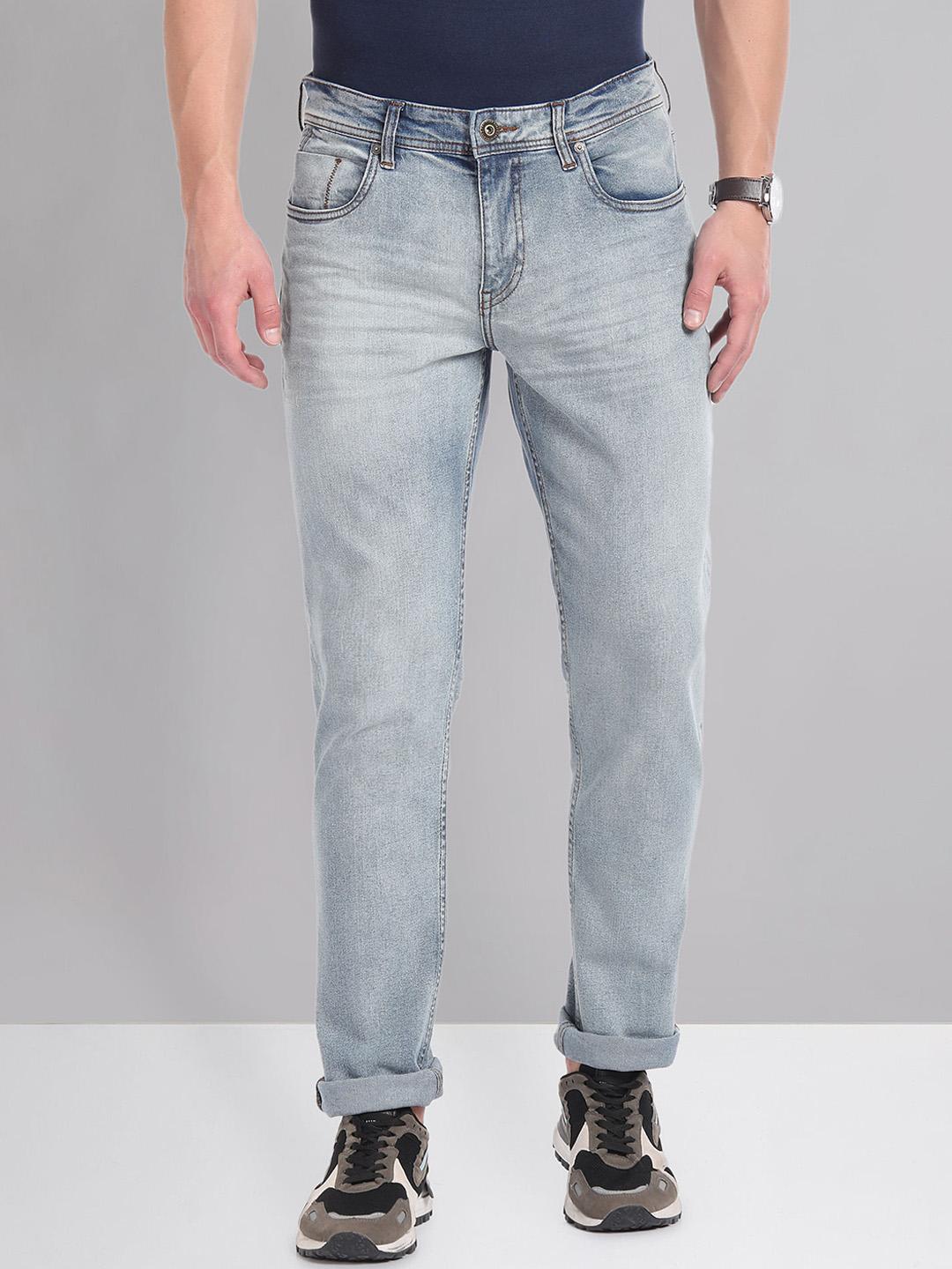 Buy AD By Arvind Men Slim Fit Mid Rise Heavy Fade Stretchable Jeans ...