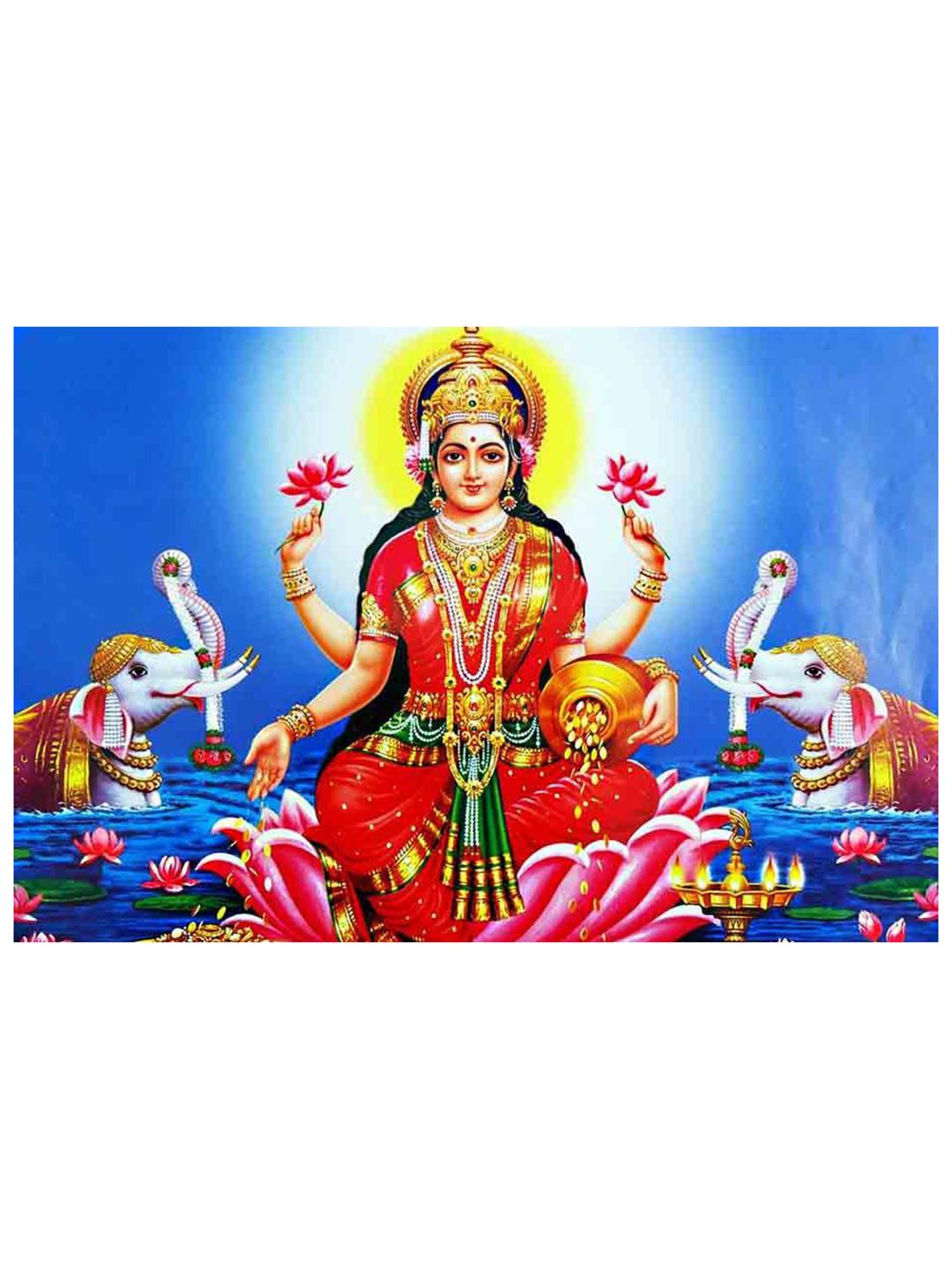 Buy British Terminal Red & Blue Lord Lakshmi Printed Waterproof Wall ...