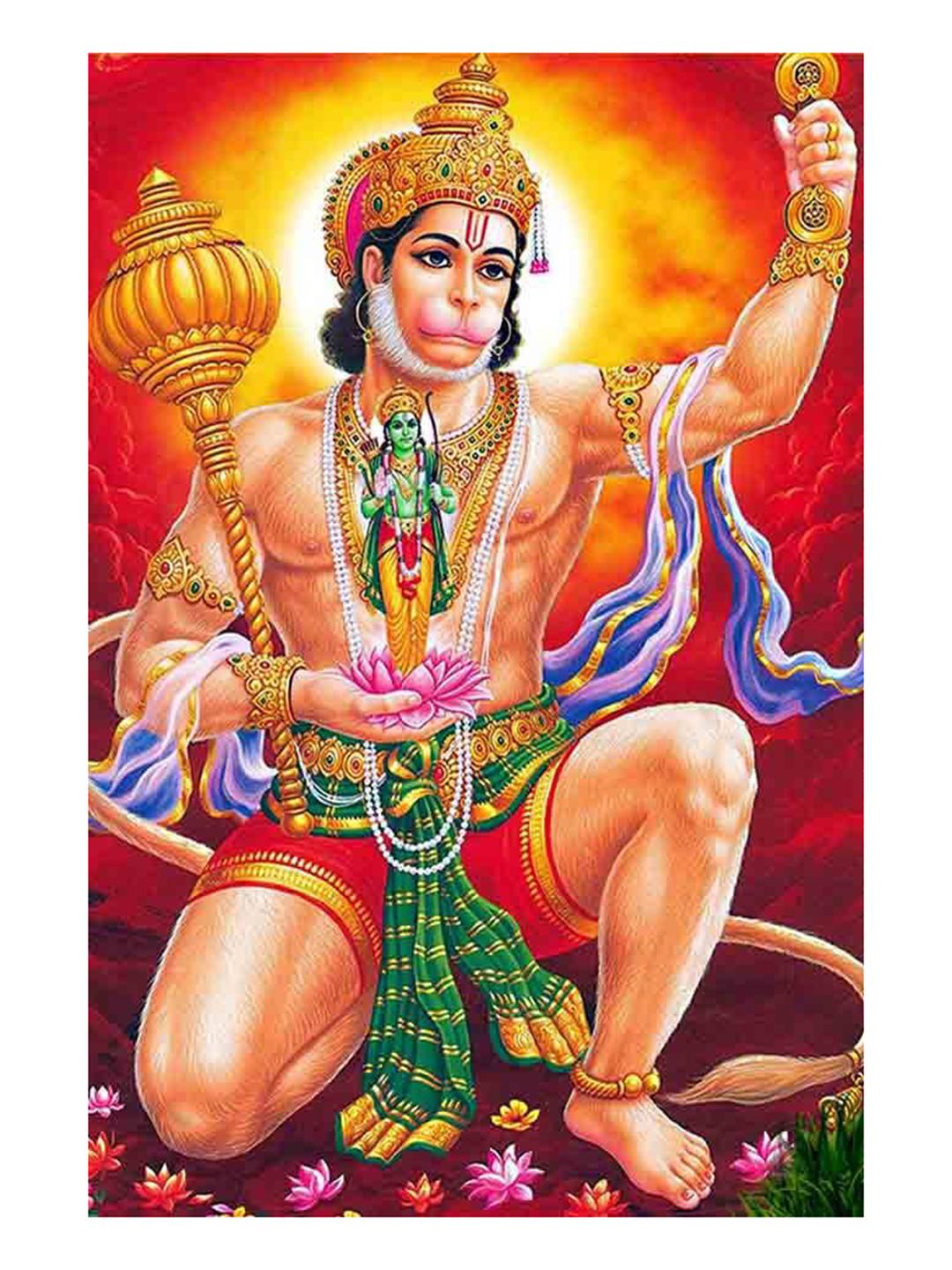 Buy British Terminal Red & Yellow Hanuman Ji Religious Wall Poster ...