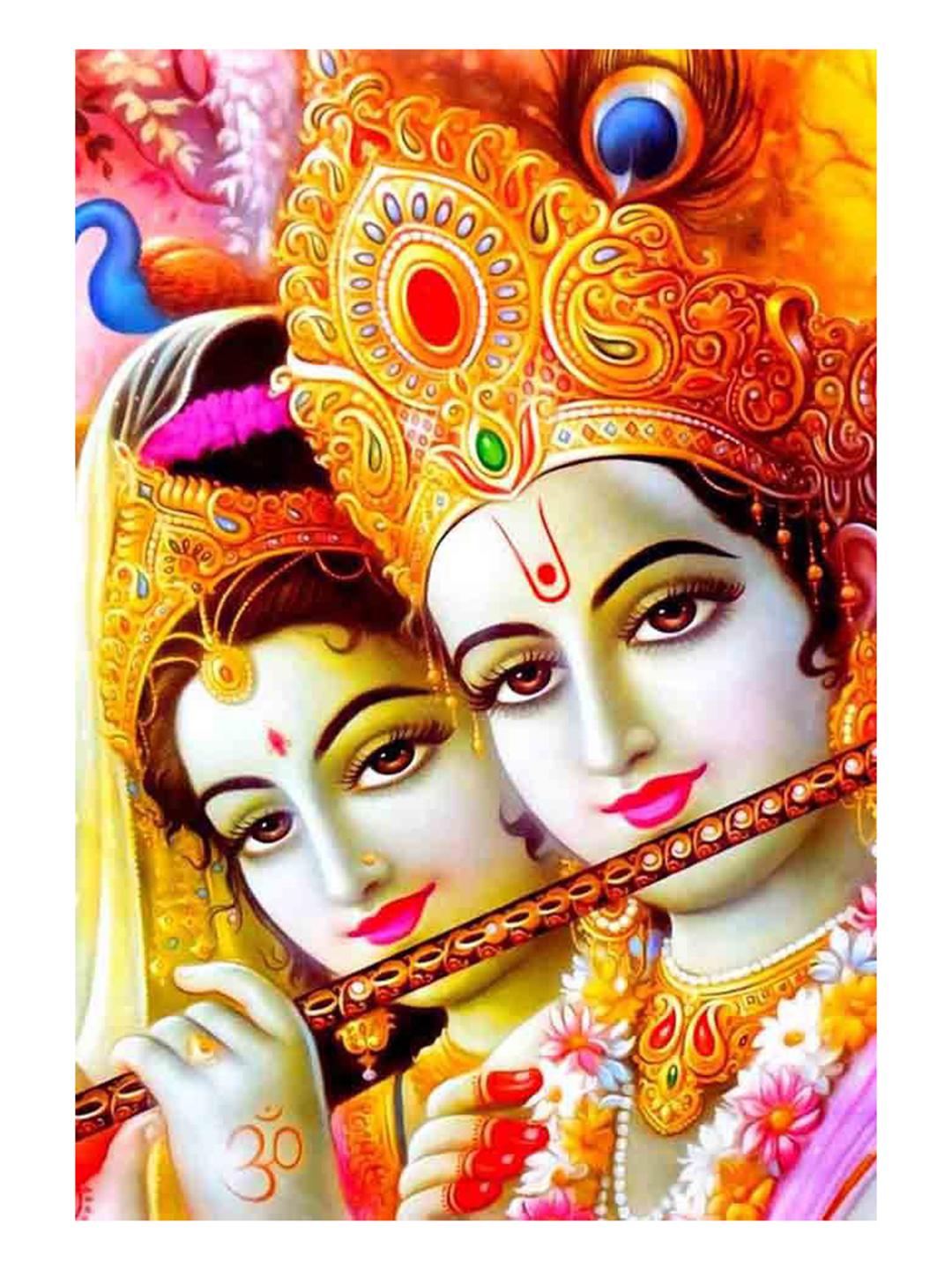 Buy British Terminal Orange & Blue Radha Krishna Religious Wall Poster ...