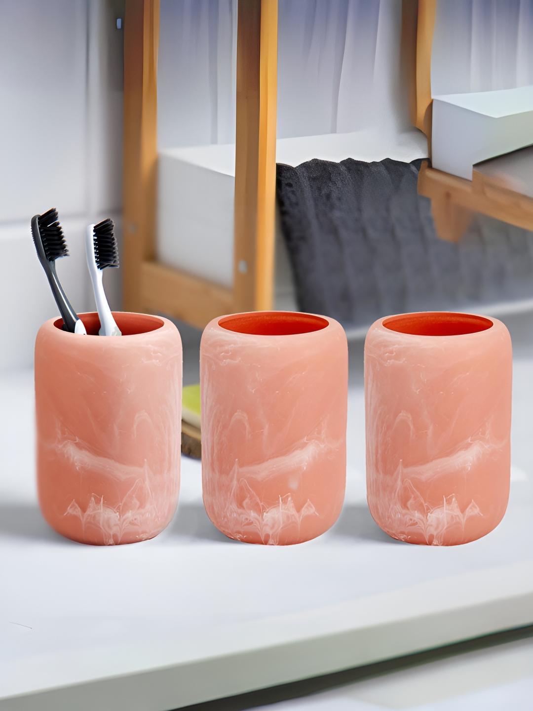 Buy Anko Pink & White 3 Piece Abstract Resin Toothbrush Holders ...