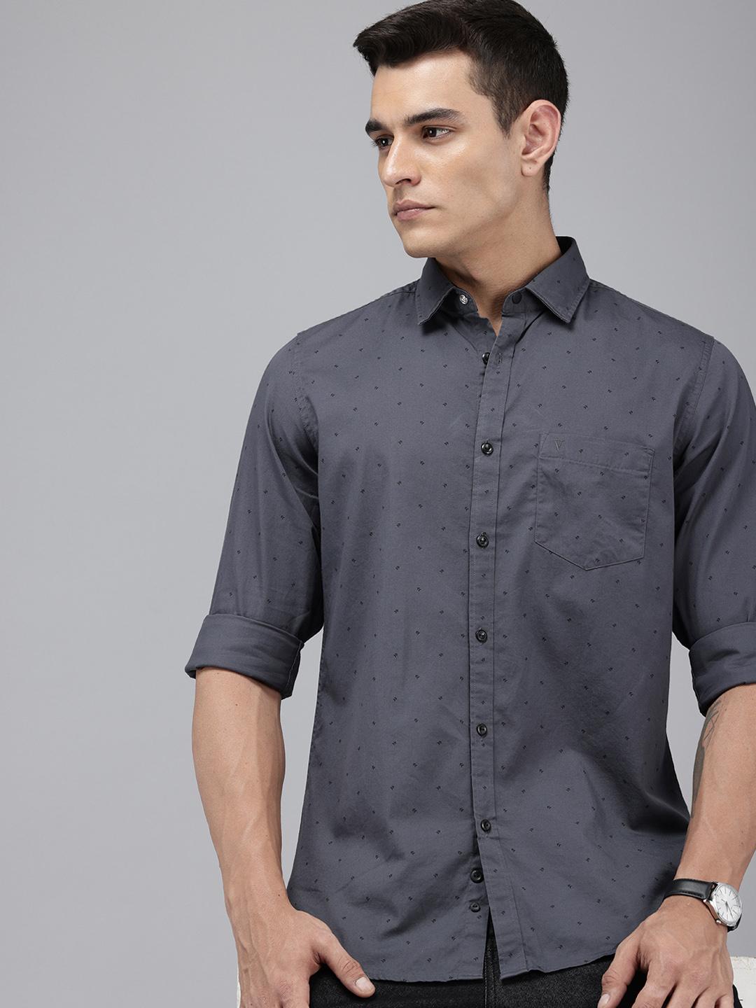 Buy VAN HEUSEN DENIM LABS Pure Cotton Slim Fit Micro Ditsy Printed ...
